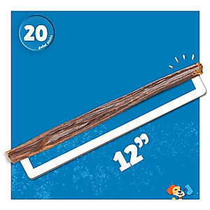 Jack&Pup Gullet Jerky | Beef Gullet Jerky Chew for Small Dogs | Single Ingredient Dog Treats with Glucosamine for Natural Joint Support (Gullet Jerky and Sticks) (12" Gullet Sticks 20pk)