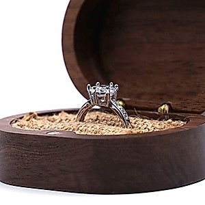 Wedding Ring Box, Wood Ring box for Proposal, Rustic Mr & Mrs Carve Engagement Ring Holder Gift for Wedding Ceremony