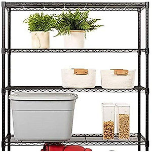 ZOVENCHI 5 Tier Storage Shelves Heavy Duty Shelving 14inchx30inchx60inch Layer Wire Unit with Wheels Metal Shelf Standing Garage Rack,Adjustable NSF Certified (Black)