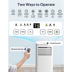 ZAFRO 8,000 BTU Portable Air Conditioners, Air Conditioners for Room up to 350 Sq.ft, Portable AC Unit with Remote/Digital Display/24Hrs Timer/Installation Kits for Home/Office/Dorms, White