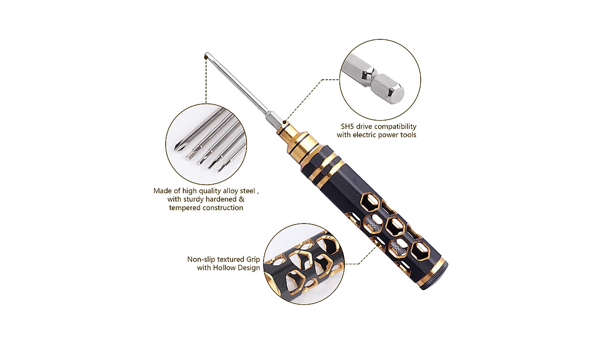 AllinRC RC Hobby Tools Kit - 5-in-1 Precision RC Maintenance Set