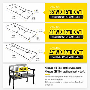 SUNROX LokGrip Non Slip Tufted Memory Foam Bench Cushion, FadeShield Water Resistant Durable Thicken Outdoor/Indoor Bench Seat Pads 30x14x4 inch, Burgundy