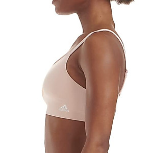 adidas womens Active Micro Flex Wireless Seamless Lounge Padded Bra, Peach Whip/White, Medium US