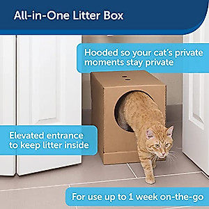 PetSafe Disposable Cat Litter Box - Collapsible Covered Design for Travel - from The Makers of ScoopFree Self Cleaning Litter Box - Includes 4.3 lb Premium Blue Original Crystal Cat Litter