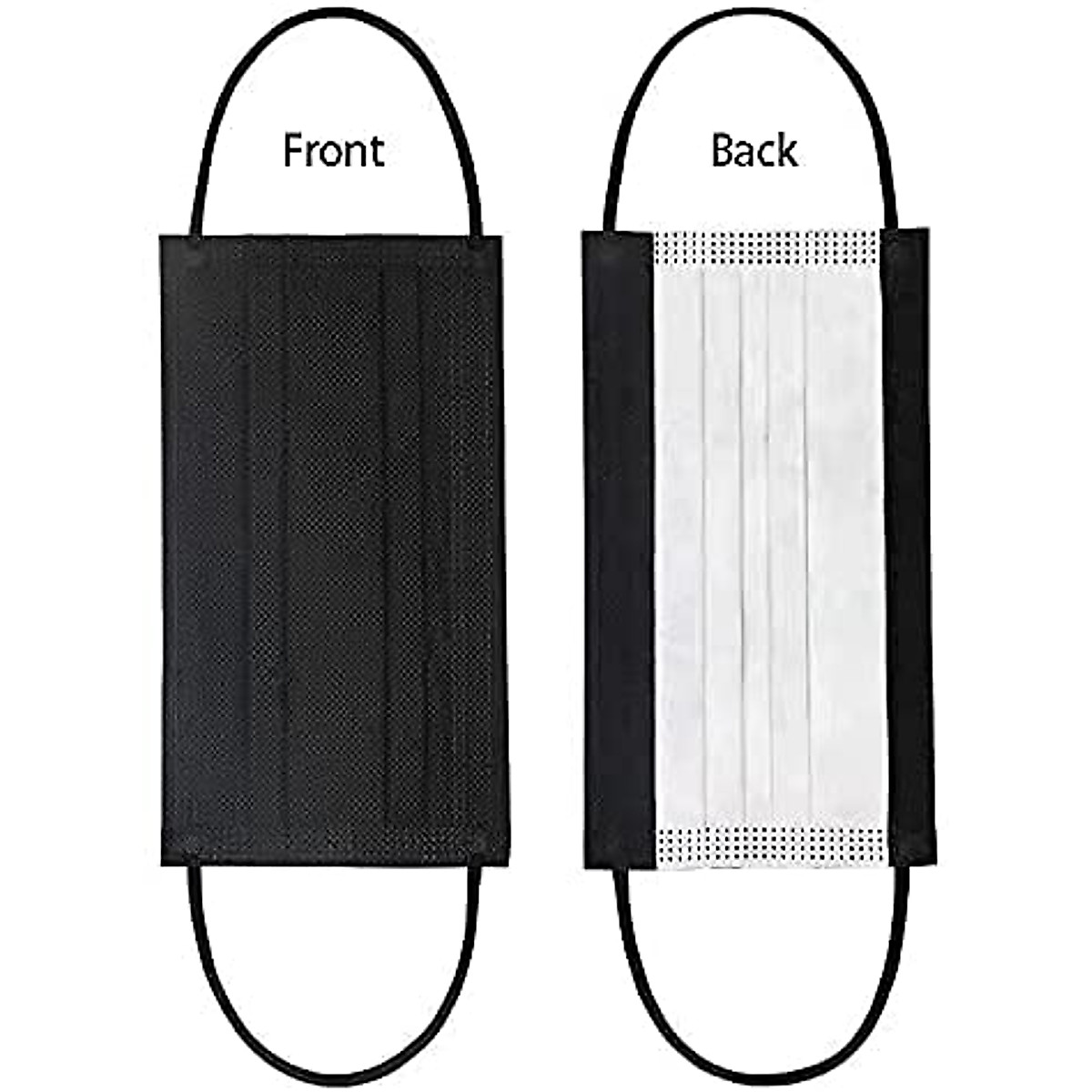 Kids Face Mask Disposable 3 Ply 100 PCS Ages 4-12 Children Size Breathable Boys Girls Mouth Cover Face Masks with Earloops Black