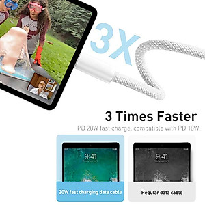 6/10 Ft USB C to USB C Fast Charger Cable for New iPad Pro 12.9 in 6th/5th/4th/3rd Gen, iPad Pro 11-inch 4th/3rd/2nd/1st, iPad Air 5/4, iPad 10th Generation, iPad Mini 6, iPad/Pro Charging Cord