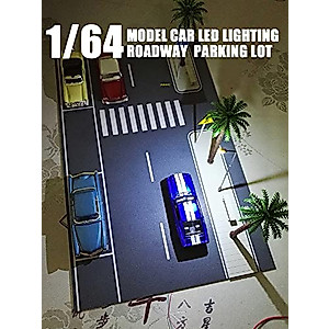 Diorama 1/64 Car Garage Model LED Lighting Car Parking Lot City Road Display Scene Model Toy