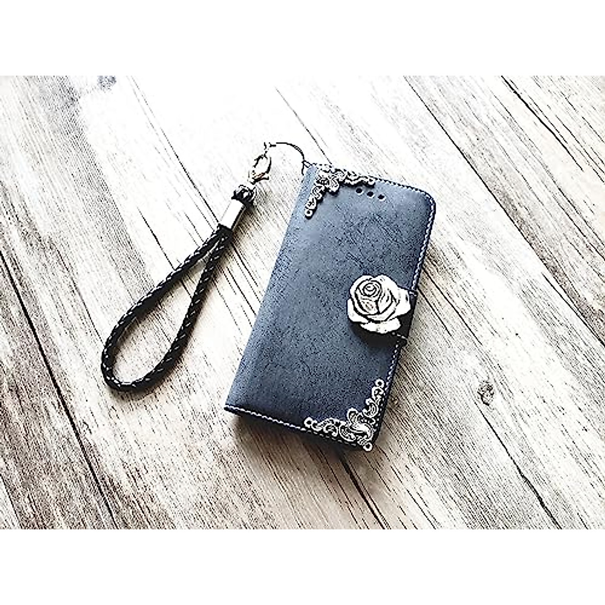 Gothic Floral Rose phone leather wallet removable case for iPhone X XS XR 11 12 13 14 Pro Max Samsung S23 S22 S21 S20 Ultra Note 20 10 Plus Mn1281