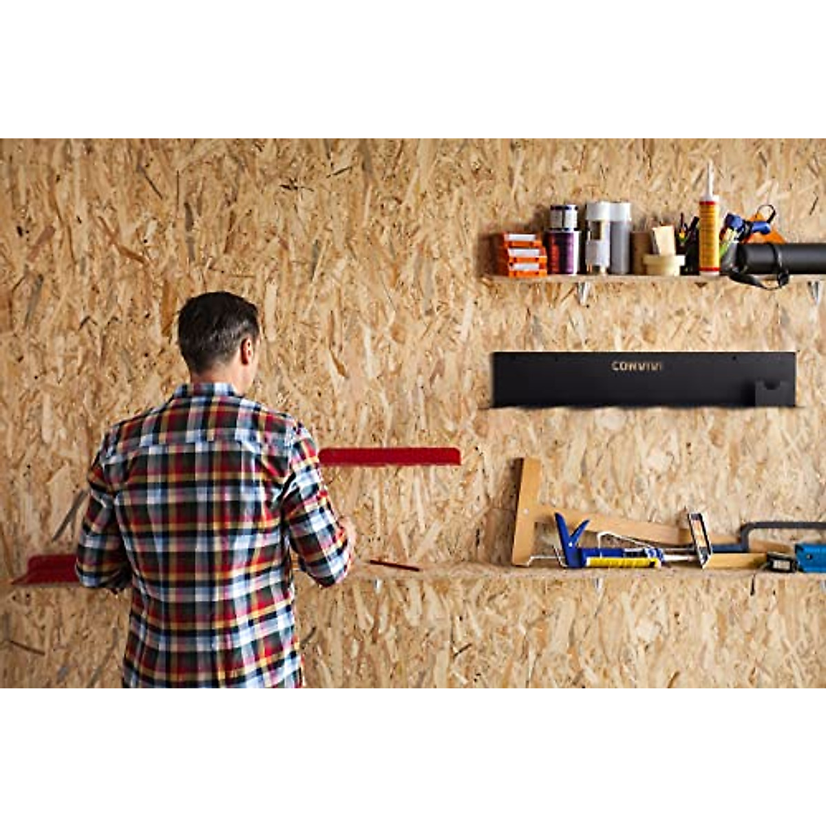 CONVIVI Design Power Tool Holder - Holds 6 Drills Power Tool Storage Rack (Black) - Cordless Power Tool Organizer for Garage - HeavyDuty Drill Holder Wall Mount - Easy to Install