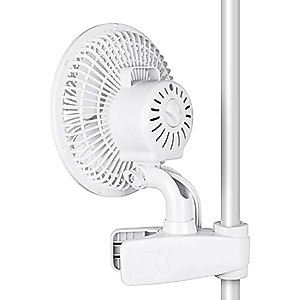 HealSmart Tent Poles Clip Fan, Monkey Fan, Manually Adjustable 90° Angles, 15W, 2-Speeds Control, 53 inch Cord Length, White (GLFANXCLIP6)