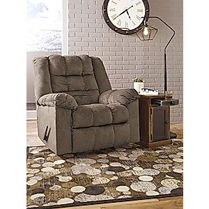 Signature Design by Ashley Drakestone Tufted Manual Rocker Recliner with Lumber Heat and Massage, Light Brown