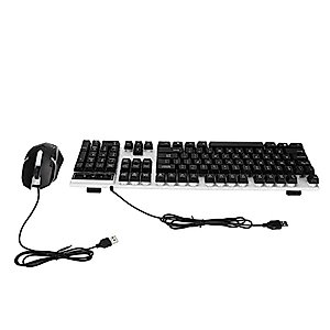 Gaming Keyboard Mouse Combo, Comfortable Touch Cool Appearance Backlight Keyboard Mouse Set ABS 104 Key for Office