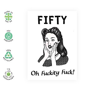 CENTRAL 23 50th Birthday Cards for Women - Birthday Card For Her Fiftieth - Birthday Card Funny Age 50 - For Sister Mom Auntie - Comes With Fun Stickers Recyclable