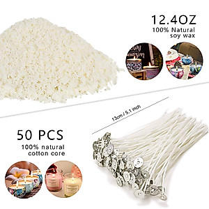 Candle Making Kit Supplies, Soy Wax DIY Candle Craft Tools Including Candle Make Pouring Pot, Candle Wicks, Wicks Sticker, 3-Hole Candle Wicks Holder, Natural Soy Wax and Spoon