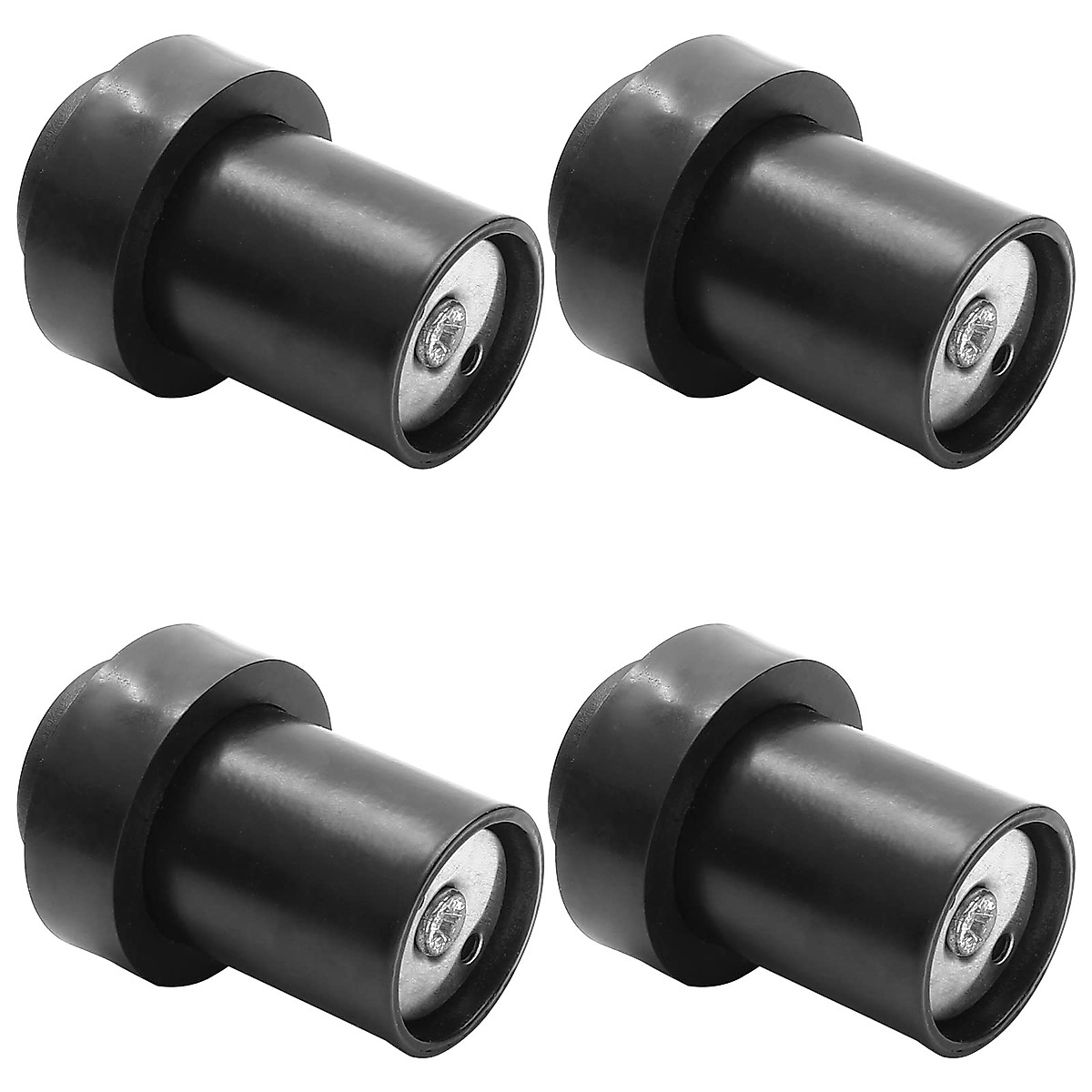 PHITUODA 4 Pack Heavy Circular Duty Door Stop with Black Rubber Bumper, Floor Stainless Steel Door Stopper for Protecting Door Wall, Heavy Duty Commercial Industrial Floor Door Stopper