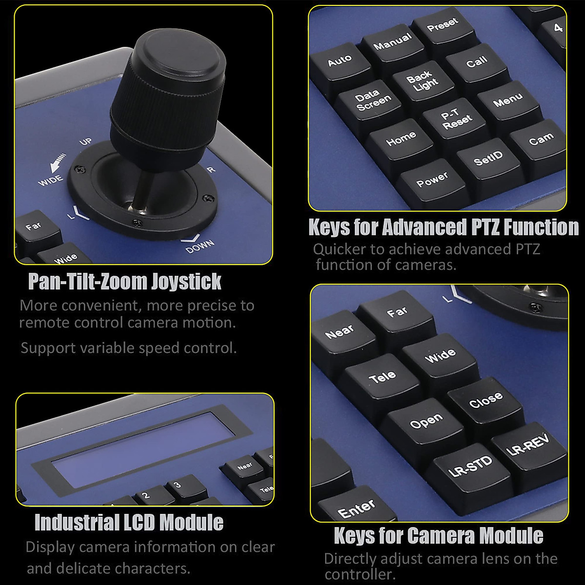 HaiweiTech 3D Joystick PTZ Controller with VISCA/PELCO D/P PTZ Joystick with RS485 RS442 RS232 for Video Conference Camera