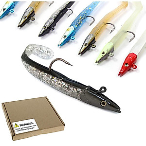Jig Head Soft Plastic Fishing Lures with Hook Sinking Swimbaits for Saltwater and Freshwater (Pack of 10)