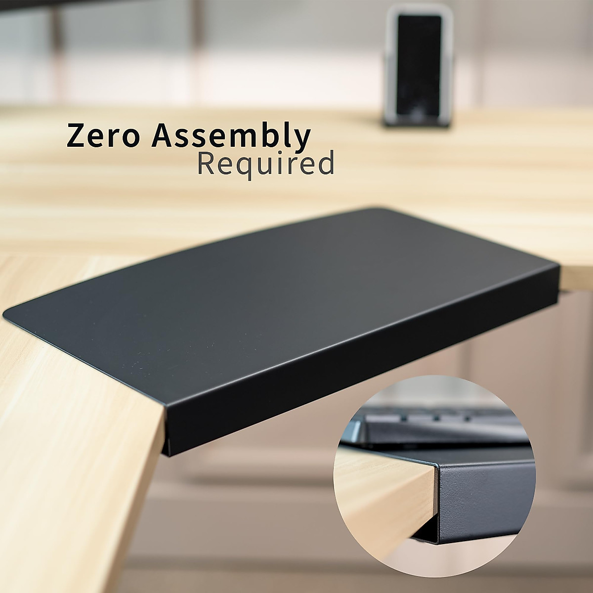 VIVO 17 inch Corner Desk Connector Platform for Mounting Under-Desk Keyboard Trays on L-Shaped Workstations, Black, DESK-AC07S