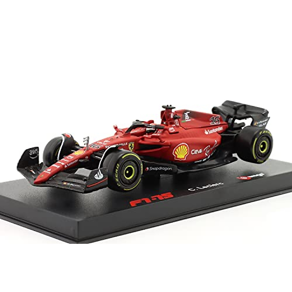 Bburago - 1/43 Scale Model Compatible with Ferrari Replica Miniature Model Compatible with Scuderia Replica Miniature F1-75 # 16 Compatible with Charles Leclerc Replica Miniature Model 2022 Racing