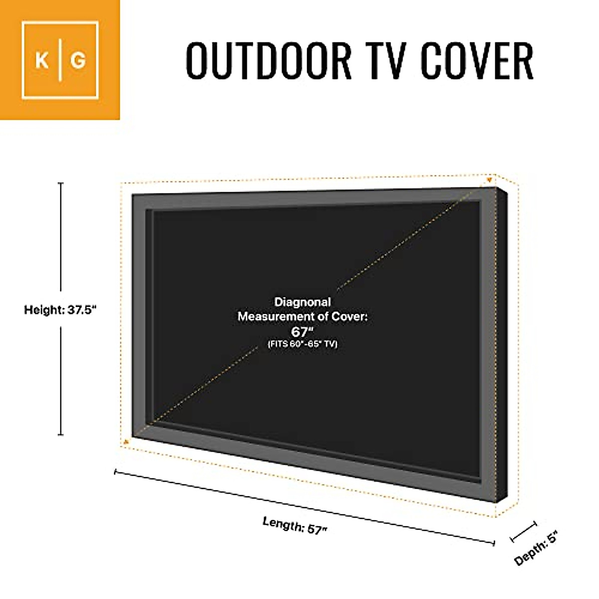 KHOMO GEAR Outdoor TV Cover - Panther Series - Universal Weatherproof Protector for 60 - 65 Inch TV - Fits Most Mounts & Brackets, Black