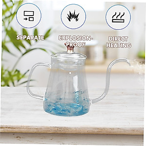 GRADENEVE Coffee Hand Pot Hand Drip Coffee Kettle Long Spout Coffee Kettle Clear Coffee Kettle Espresso Coffee Maker Goose Neck Teapot Gooseneck Kettle Stovetop Thermal Carafe Glass