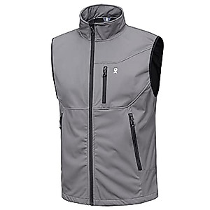 Little Donkey Andy Men's Lightweight Softshell Vest, Windproof Sleeveless Jacket for Travel Hiking Running Golf Gray XL