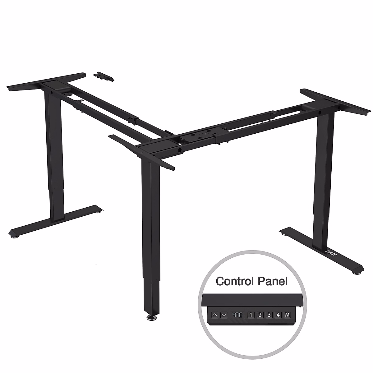 AVLT 47" Electric Standing Desk (3 ft 11 inches) L Shaped Sit Stand Desk Height Adjustable with Swappable Mid Foot Design - 3 Leg Motorized Corner Desk - Frame Only - Black