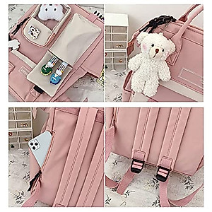 Eagerrich Kawaii Backpack with Cute Pin Accessories Plush Pendant for School Bag Student Girl Backpack Super-Capacity Waterproof Travel Backpack(Purse-3)