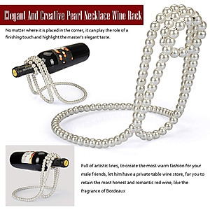 Pearl Necklace Shaped Wine Rack with Wine Corks & Dispenser, Metal Wine Bottle Holder, Wine Bottle Stand for Bar and Home Decoration (White)