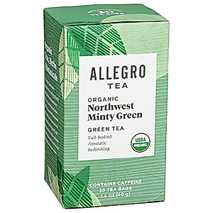 Allegro Tea, Organic Northwest Minty Green Tea Bags, 20 ct