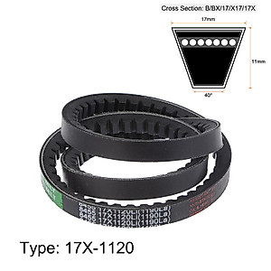 HARFINGTON AV17 Cogged V-Belts 1120mm Inner Girth 17mm Width 11mm Height Rubber Drive Belt Automotive Belt