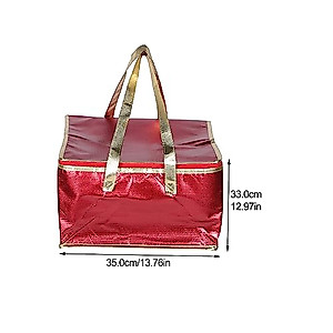 SOLUSTRE Nonwoven Fabric -insulation Bag Pizza Tote Bag with Zipper Insulated Shopping Bags Plastic Drinkware Shopping Tote Plastic Totes Insulated Food Carrying Bag Grocery Bags Fold