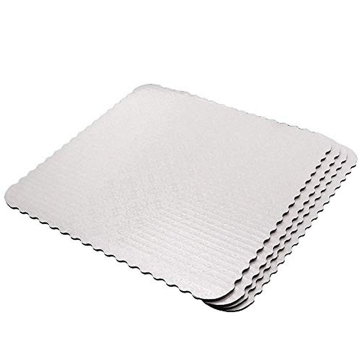 O'Creme White-Top Scalloped Square Cake Board 3/32 Inch Thick, 12 Inch x 12 Inch - Pack of 10