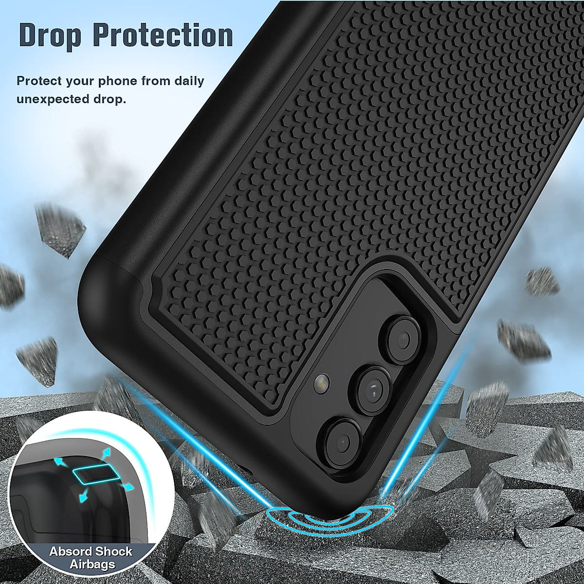 BNIUT for Samsung Galaxy A13 5G Case: Dual Layer Protective Heavy Duty Cell Phone Cover Shockproof Rugged with Non Slip Textured Back - Military Protection Bumper Tough - 6.5inch (Black Matte)
