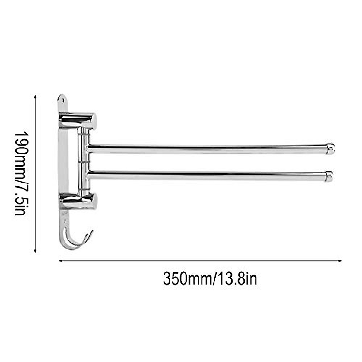 Oumefar Towel Rack, Wall Mounted Towels Rail Rust Resistant Easy To Install 304 Stainless Steel for with Hook for Bathroom(Two shots) Plumbingfixtures