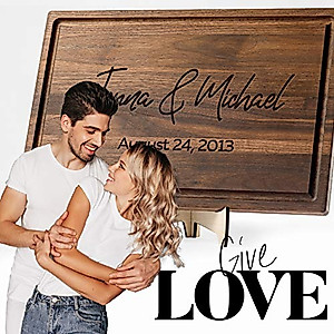 Personalized Walnut Cutting Board with Coasters, Mineral Oil and Gift Wrap Available - Customize Your Own Chopping Board Made in USA (Design 16, 3. Walnut 17"x11")