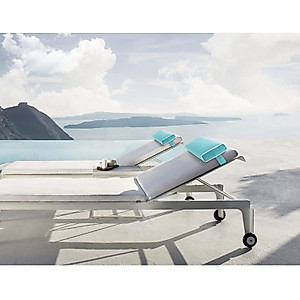 Enipate Outdoor Chaise Lounge Head Pillow, Pack of 2 Water Resistant Headrest Pillows with Elastic Band for Pool Patio Chairs