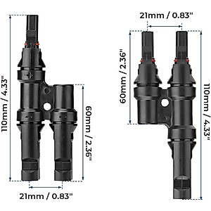 Solar Odyssey Solar Panel Y Branch Connector | T Branch 2 Way Solar Connector | Easy Installation Mount Tool for Parallel Connection Between Solar Panels FMM+MFF (1 Pairs)