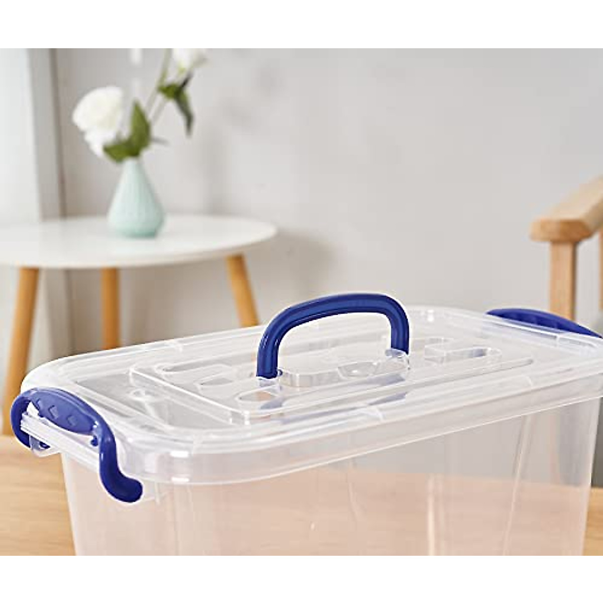 YYQX 6-Pack Clear Plastic Storage Bin with Lids, Stackable Organizer Box with Latching Handle, 6.5L/7quart