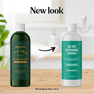 Invigorating Tea Tree Mint Shampoo - Rosemary Mint Shampoo for Oily Hair with Tea Tree Oil for Hair - Aromatherapy Clarifying Shampoo for Build Up Dry Scalp and Flakes with Essential Oils for Hair