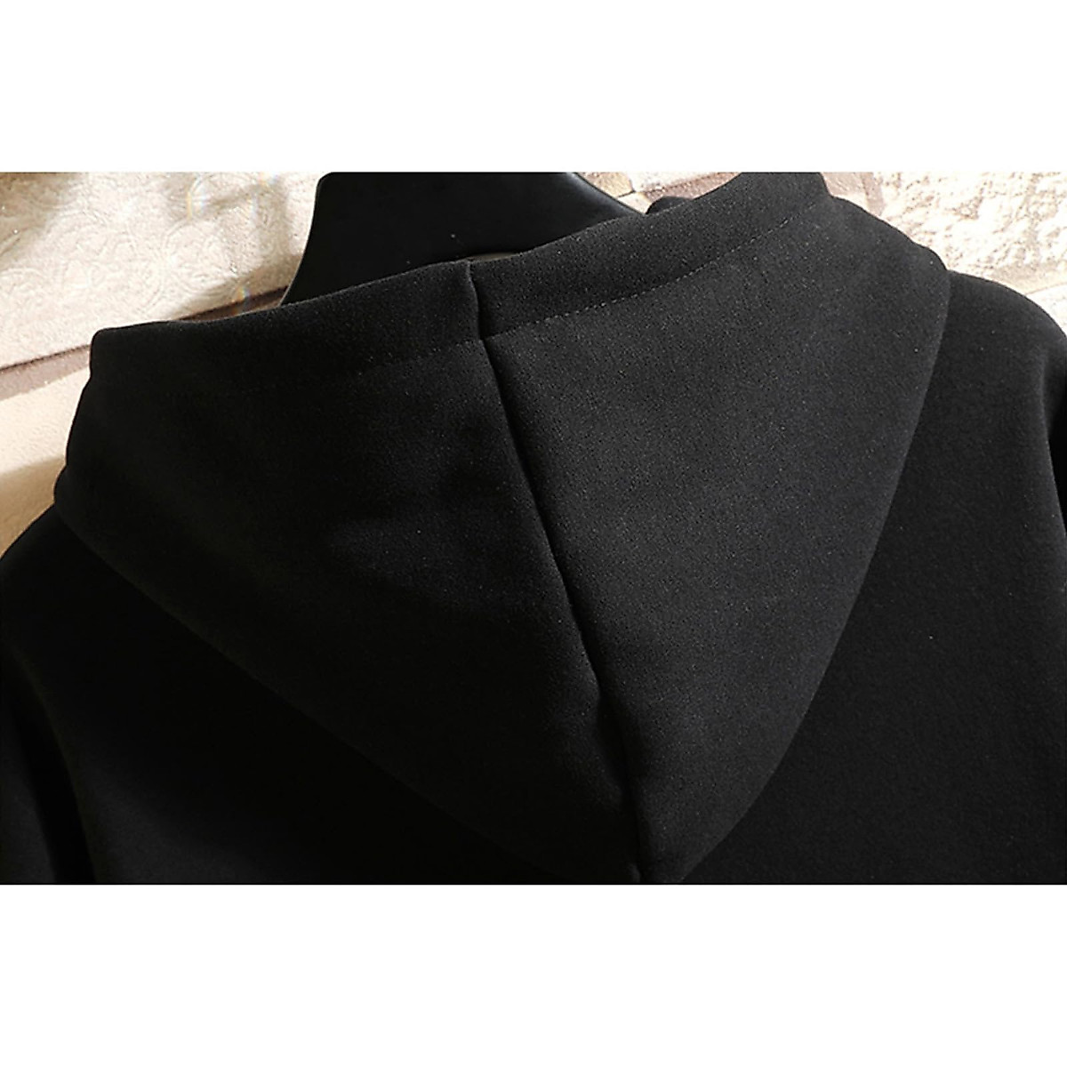 GURUNVANI Fashion Hoodies Men's Color Block Pullover O-Neck Hooded Sweatshirt Patchwork Black