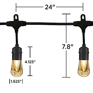 Enbrighten Premium Warm White String Lights, 48ft Black Cord, 24 Shatterproof Acrylic Bulbs, Weatherproof, Outdoor String Lights, 35631