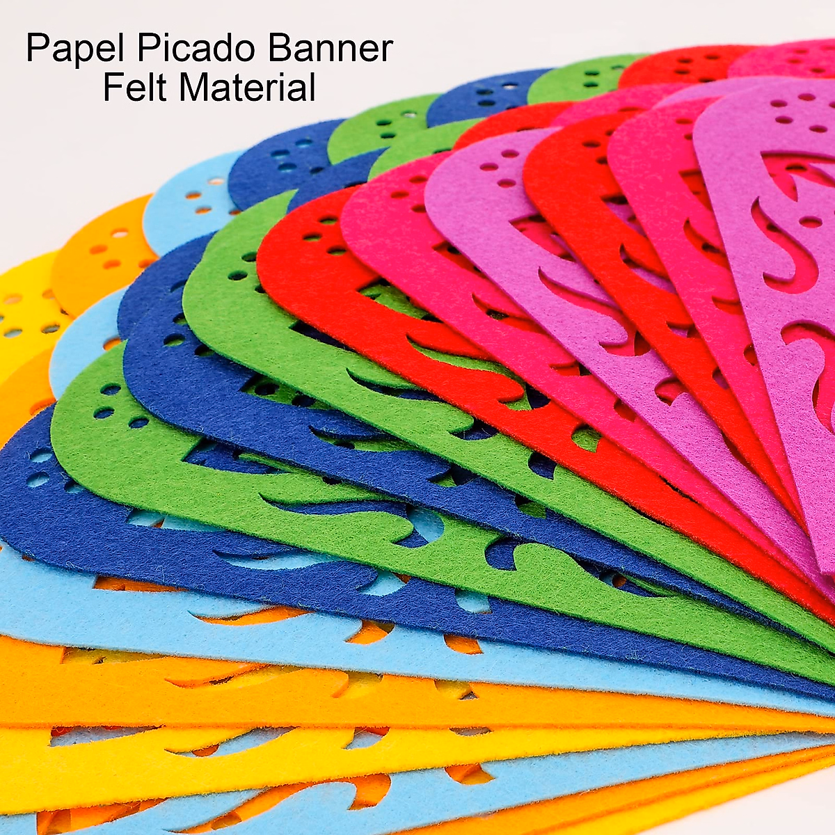 Qpout 2 Pieces Mexican Party Decorations Banners, Felt Colorful Day of the Dead Papel Picado Banner, Fiesta Birthday Baby Shower Party Decorations, Dia De Los Muertos Garland, Cinco de Mayo Flags