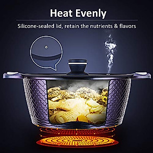 5QT Stock Pot with Lid - Nonstick Saucepan Cooking Pot Pasta Pot with USA Blue Gradient Granite Derived Coating, Heat-resisted Silicon Handle,PFOA&PFOS Free,Induction Compatible, Ideal Christmas Gift