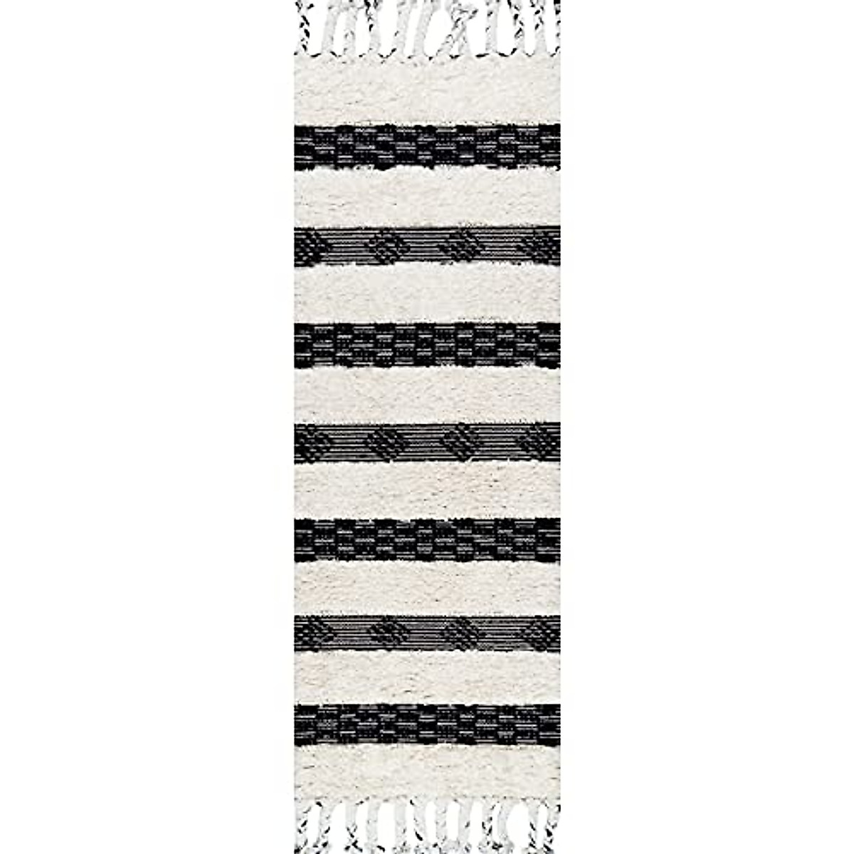nuLOOM Striped Delia Wool Runner Rug, 2' 6" x 8', Ivory