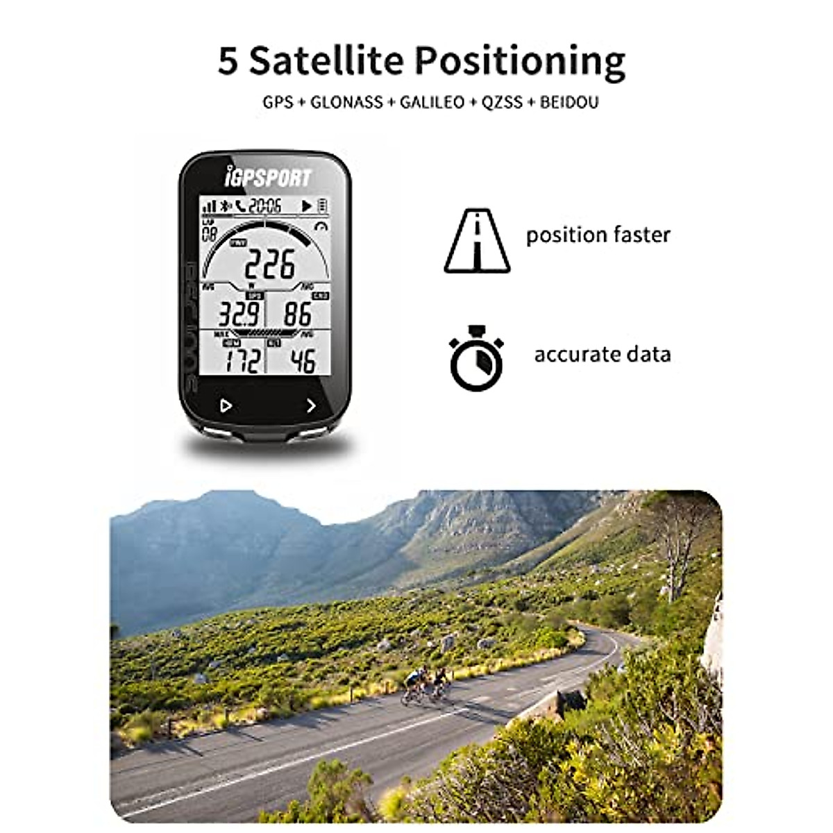 iGPSPORT BSC100S Bicycle/Bike Computer Wireless, 2.6-inch LCD Display GPS Bike Computer (Set)