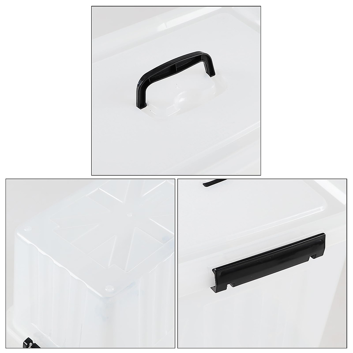 Nesmilers 4-pack 20 L Plastic Latching Boxes Totes, Clear Storage Bins with Lids/handles