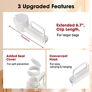 2PCS Food Bag Sealing Clip with Pour Spout, Bag Clips for Food Storage, Reusable Plastic Cap Sealer Clips, Suitable for Food, Liquid,Flour and Baby Food Storage Organizer