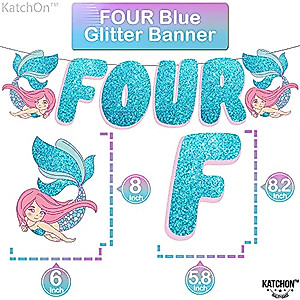 KatchOn, Big Mermaid 4th Birthday Decorations Set - Pack of 8 | Mermaid Birthday Decorations For Girls 4 | Mermaid Balloons Decoration | Mermaid Party Decorations 4th Birthday | Mermaid Party Supplies