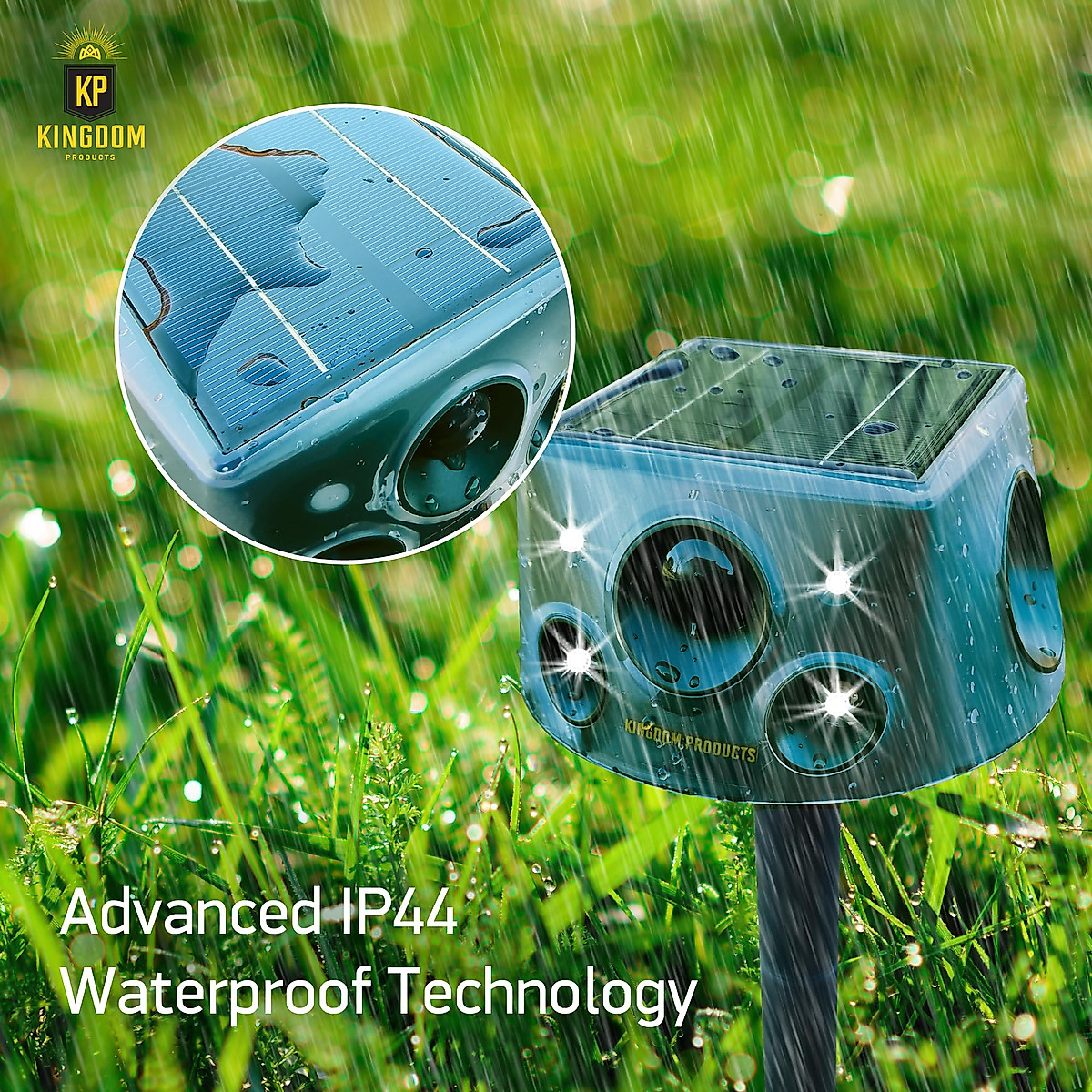 Fall 2024 Animal Repellent Outdoor with Automatic Frequencies, 2 Motion Detectors, 2 Alarms, 8 Stronger LED Lights and USB Cable - Solar Animal Repeller with Expanded Detection Range 360°